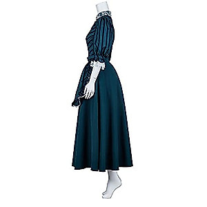 BYHai The Haunted Mansion Maid Costume Cosplay Cast Members Costume Dress Outfit with Apron Headband for Women XXL