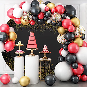 7.5ft Black Round Backdrop Cover Arch Circle Background Cover for Graduation Birthday Party Wedding Decorations