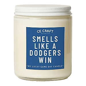 CE Craft - Smells Like a Dodgers Win Candle - Funny Birthday Gift for Him - Baseball Themed Gift - Gift for Dad, Boyfriend - Dodgers Gift (Sugar Cookie)