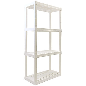 Koolatron 4-Tier Shelving Unit, 57 Fixed Height, Medium Storage Organizer for Home, Garage, Basement, Shed and Laundry Room, 14" D x 30" W x 57" H, Made with Recycled Materials, White