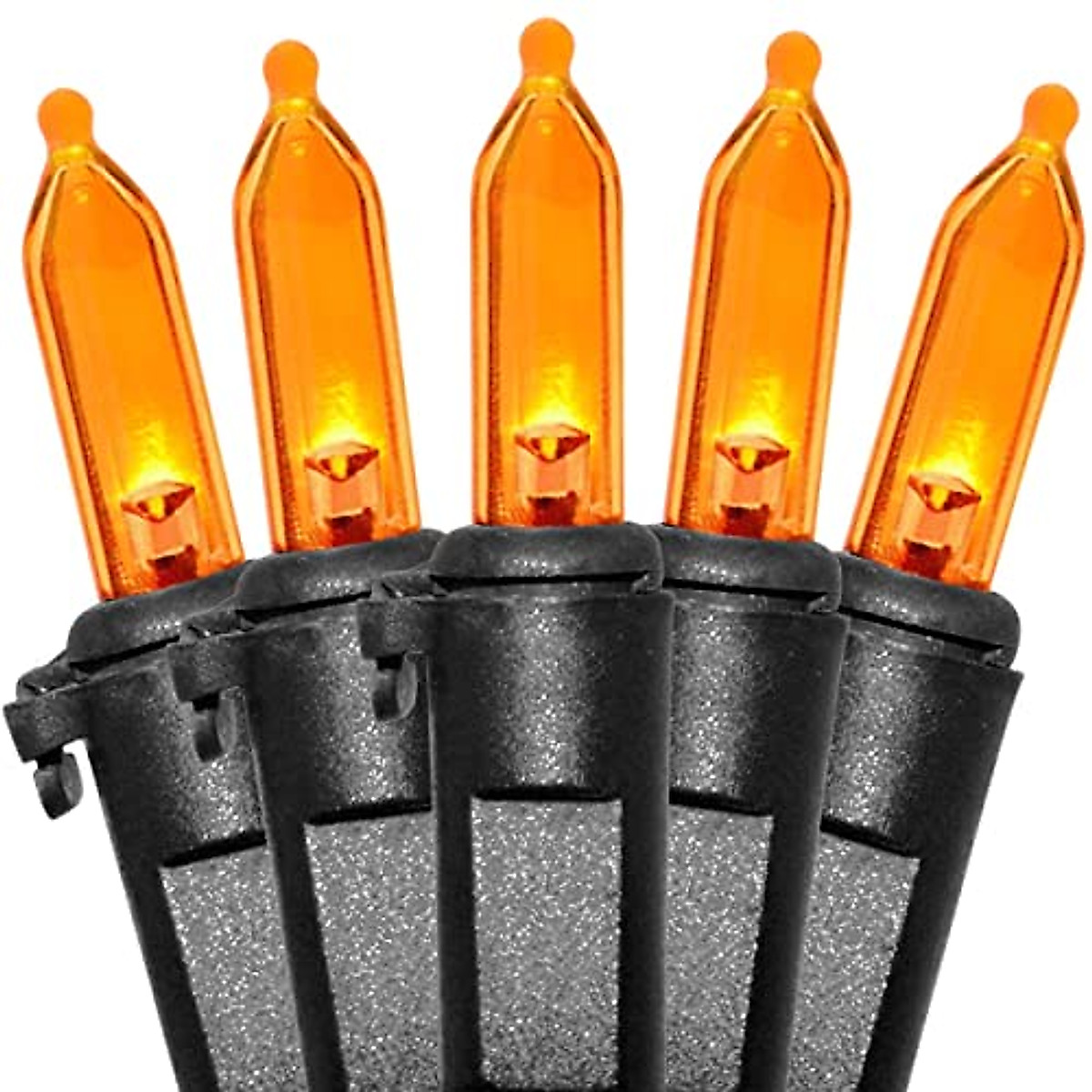 Orange LED Halloween String Lights 100 Outdoor Indoor Mini Christmas Tree Lights Set 26.9 Ft Black Wire Halloween Harvest Fall Lighting Holiday Décor Decorations