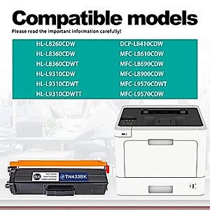 TN-433BK TN433BK Compatible 𝐇𝐢𝐠𝐡 𝐘𝐢𝐞𝐥𝐝 Toner Cartridge NUCA Replacement for Brother TN-433BK HL-L8360CDWT HL-L9310CDW HL-L8260CDW HL-L8360CDW Printer Ink Cartridge (2 Pack, Black)