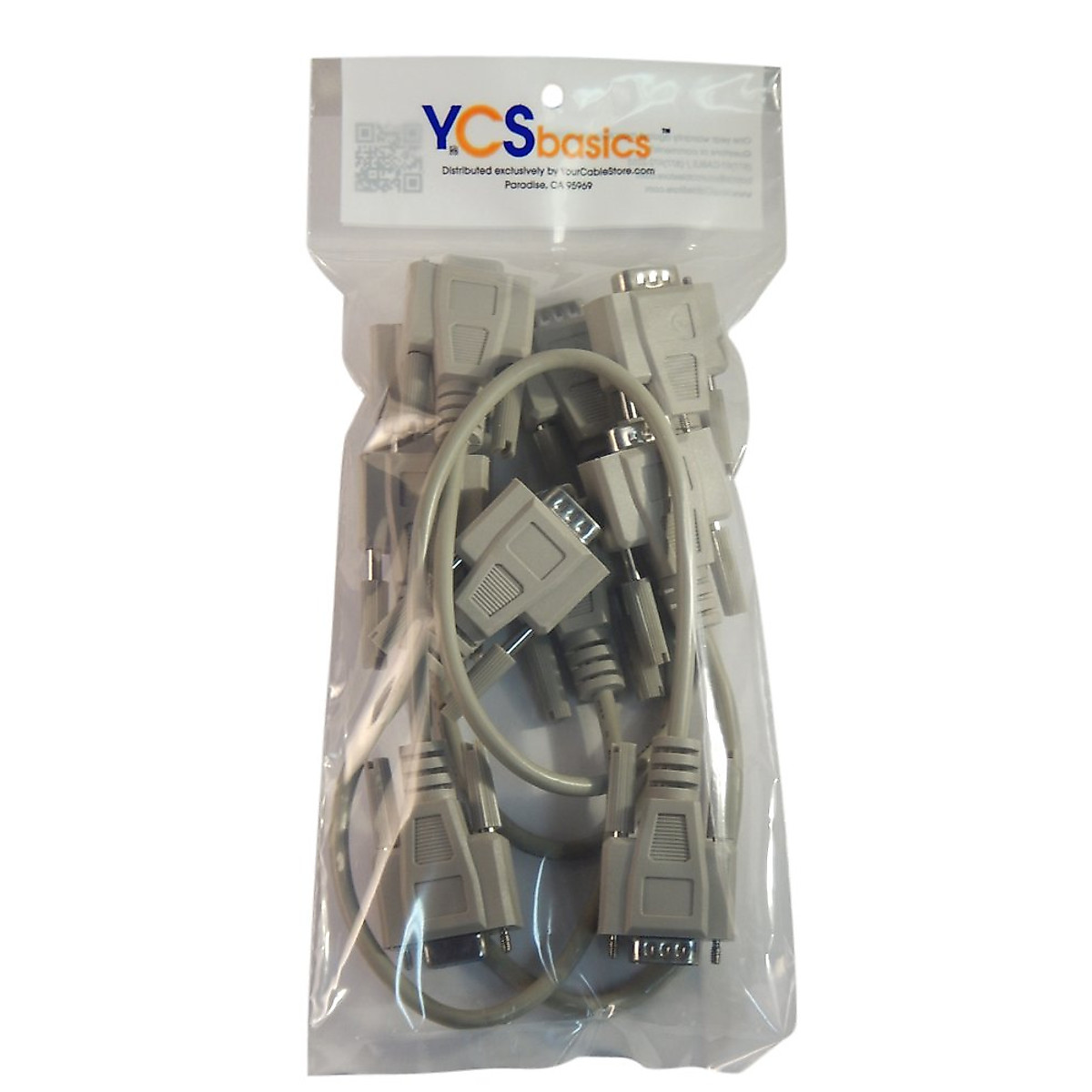 Five Pack of YCS Basics 1 Foot DB9 9 Pin Serial / RS232 Male/Female Extension Cables