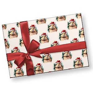 Watercolor Hamster Gerbil Guinea Pig Xmas Gift Wrap Premium Thick Wrapping Paper Capybara Animal Theme Merry Christmas Rodent Party Decor (6 foot x 30 inch roll)