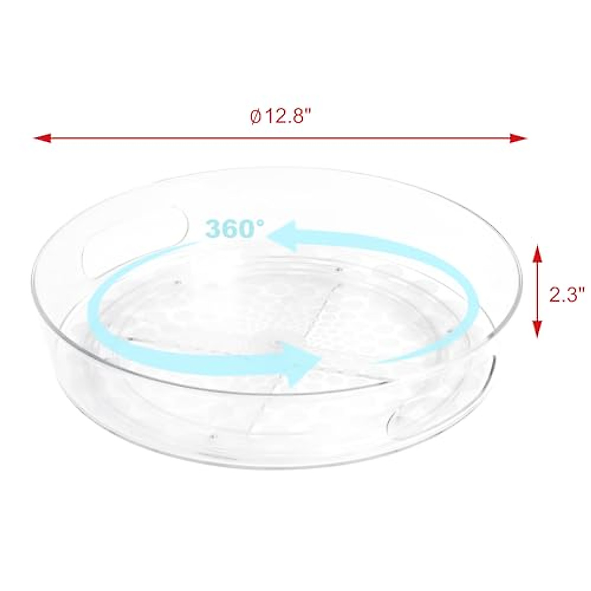 QOTOLY 12.8” Lazy Susan Organizer 6 Pack Lazy Susan Turntable Organizer 360° Rotating Organizer with Handle & 2.3" Raised Edge for Refrigerator Cabinet Kitchen Pantry Bathroom Countertop Table Dresser