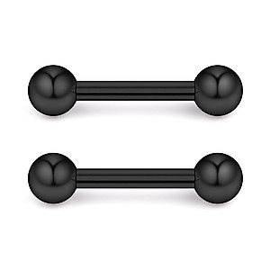 Ruifan Mix Color 316L Stainless Steel Nipple PA Tongue Shield Barbell Ring Bar Body Piercing Retainer 12G 12mm 12PCS