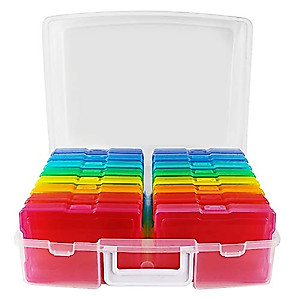 novelinks Photo Case 4" x 6" Photo Box Storage - 16 Inner Photo Keeper Photo Organizer Cases Photos Storage Containers Box for Photos (Multi-Colored)