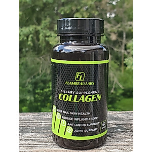 Flambeau Labs Collagen Capsules, 1000mg Collagen (Type I, II, III), 100mg Vitamin C, 100mg Hyaluronic Acid | Anti-Aging, Joint Support, Hair Skin Nail Health