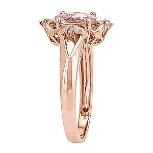 Gin & Grace 10K Rose Gold Natural Diamond & Genuine Morganite Statement Propose Promise Ring for Women