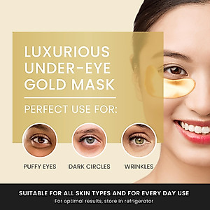 24K Gold Under Eye Patches, Eye Mask, Eye Patches for Puffy Eyes and Dark Circles, Eye Masks Skincare, Under eye patches for puffy eyes dark circles, Under eye treatment, Eye Care (32 Pairs)