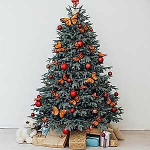 Giegxin 24 Pcs Monarch Butterfly Decorations 4 Size Artificial Monarch Butterfly Feather Butterfly Decor on Picks Butterflies for Crafts Fake Butterflies with Wire Butterfly Wall Decor (Orange)