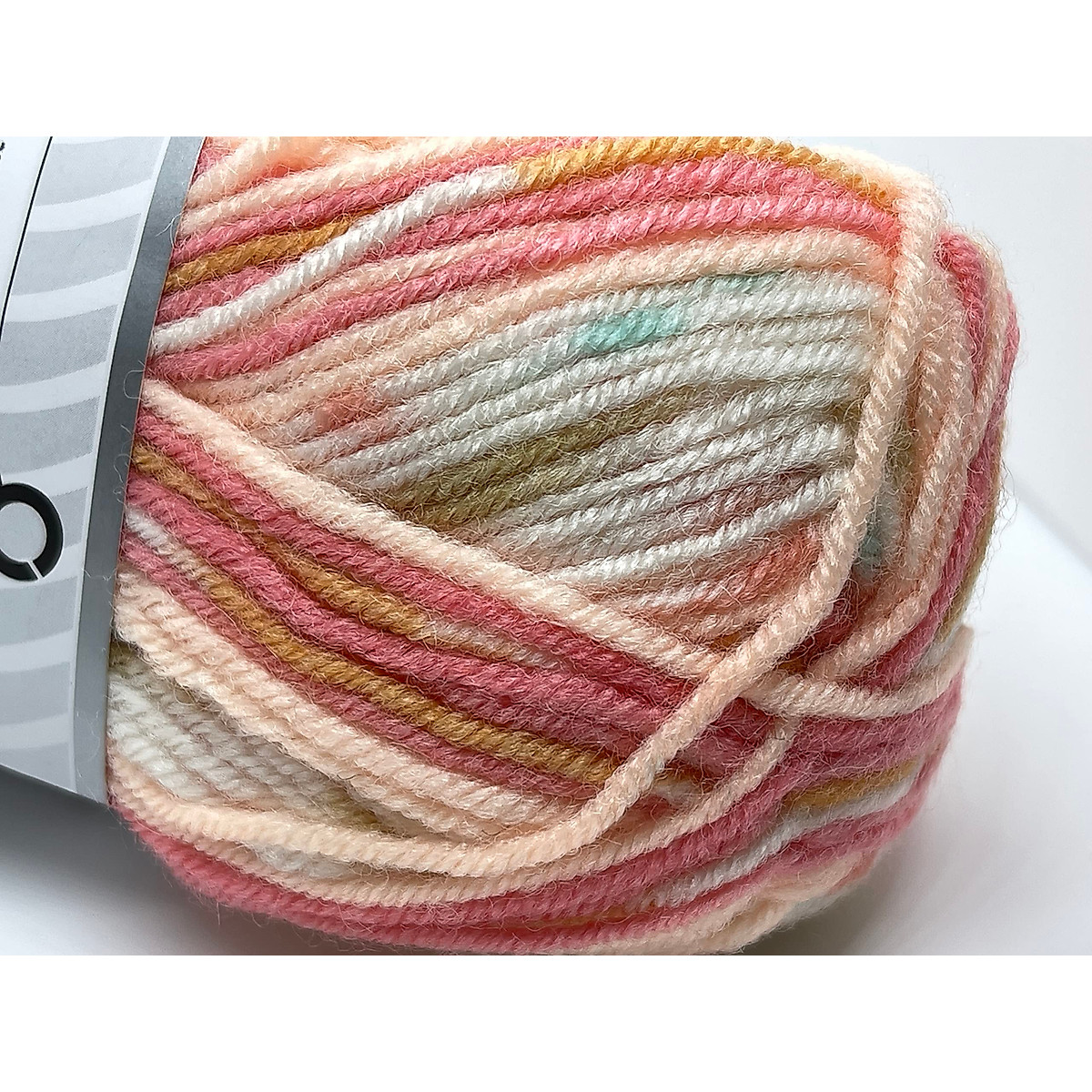 Salmon Mini Baby Design DK Yarn - Acrylic Wool Blend Self-Patterning Yarn 50 Gram, 142 Yards - Salmon, Amber Blue, White +