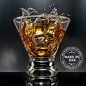 Qipecedm Martini Glasses Set of 4 (USA MADE), Crystal Cocktail Glasses 8 Ounces, Martini Glasses, Hand Blown Stemless Cocktail Glasses for Bar, Martini, Cosmopolitan, Manhattan, Gimlet, Brandy