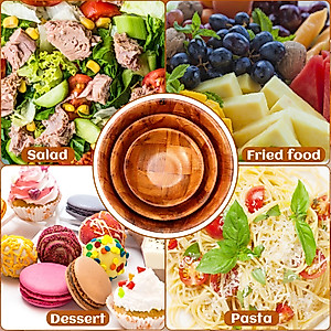 Didaey 12 Pcs Wooden Salad Bowl Set Wooden Bowls for Snack Wood Salad Bowl Set Stackable Round Serving Bowl Wooden Woven Salad Bowl for Kitchen Meal Party and Salad Fruit Vegetable Snack, 6/8/10 Inch
