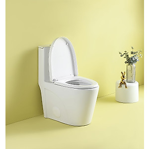 Modern Bidet Toilet Seat, One Piece Toilet with Comfort Chair Seat For Bathroom, Elongated Toilet with Soft-Close Seat, Toilet Bidet, Dual-Flush Functionality, Hotel (Gloss White III)