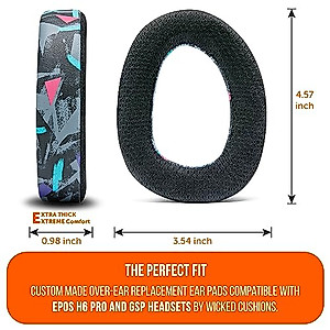 WC Freeze EPOS H6 Pro - Cooling Gel Earpads for EPOS H6 Pro/Sennheiser GSP 600 / GSP500 / GSP550 / GSP670, Made by Wicked Cushions - Enhance Comfort, Durability, Thickness | 90's Black