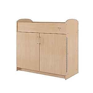 Foundations Serenity Daycare Changing Table with Storage Cubbies, Baby Diaper Changing Station for Childcare Centers, Includes 1" Foam Mattress Pad, Natural Wood Finish