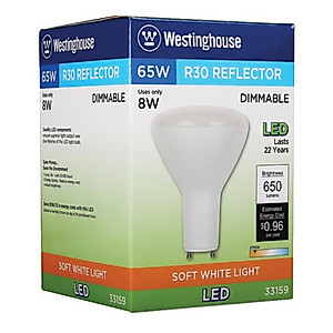 Westinghouse 3315920 65-Watt Equivalent R30 Flood Dimmable Soft White LED Light Bulb with GU24 Base, Frost (6 Pack)