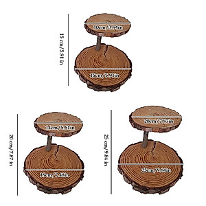 2 Tiered Wood Stand, Rustic Wood Cake Stand, Dessert Display Tray, Cup Cake Tier Stand Farmhouse Tiered Tray Decor Set for Party and Wedding Decoration