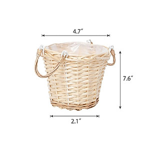 JLKIMZVO Wicker Waste Basket, Bathroom Trash Can with Handle, Wicker Garbage Can for Bathroom, Living room, Bedroom, office