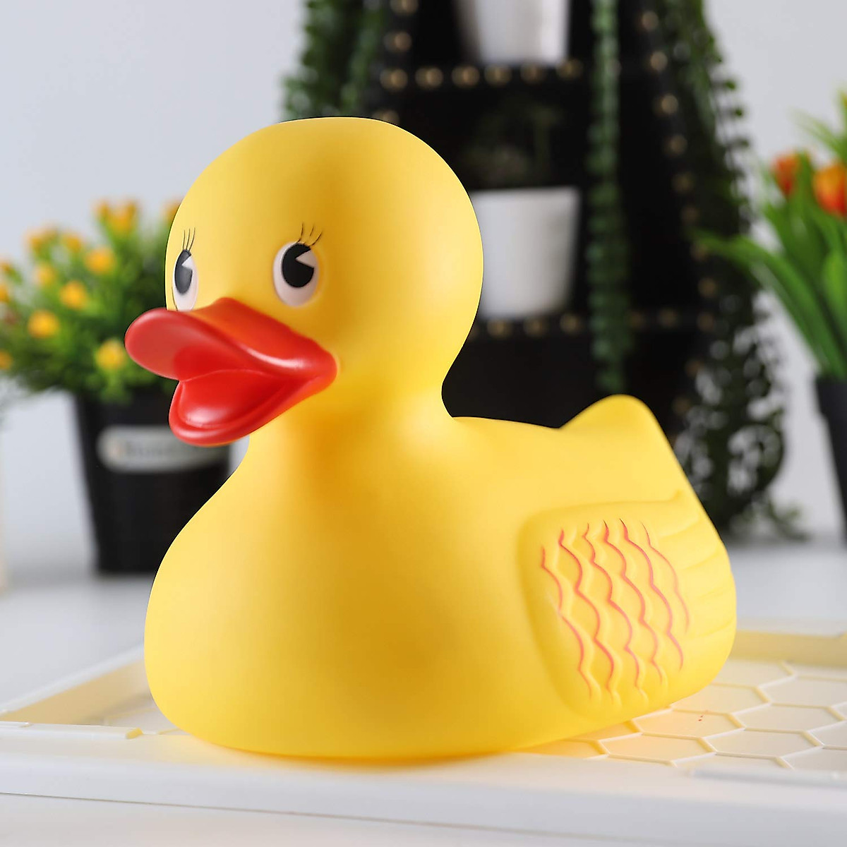 10" Jumbo Classic Yellow Rubber Duck Bathtime Toy, Floating Fun Pool Preschool Bathtub Toy, Giant Flexible Large Yellow Duck for Kids