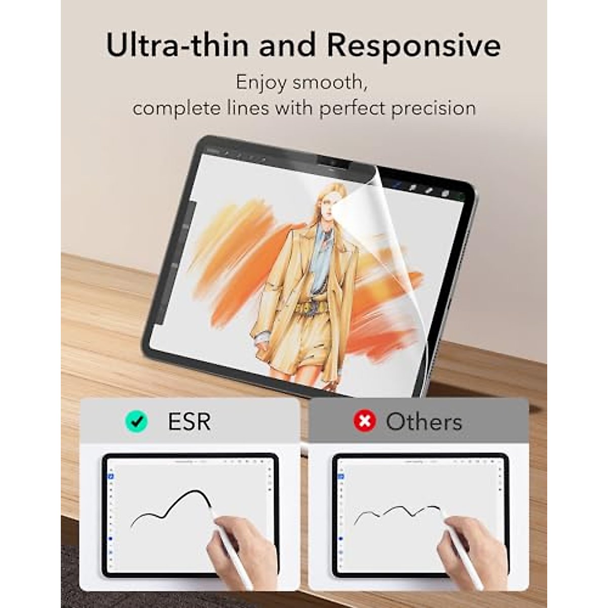 ESR 2 Pack Paperfeel Screen Protector Compatible with iPad 10th Generation (10.9 Inch, 2022), Write and Draw Like on Paper, Anti-Scratch, Thin and Responsive, Easy Application Tray