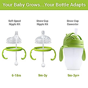 3-in-1 Straw Sippy Cup Conversion Kit for Comotomo Baby Bottle, 5 Ounce and 8 Ounce (Weighted Straw, Green)