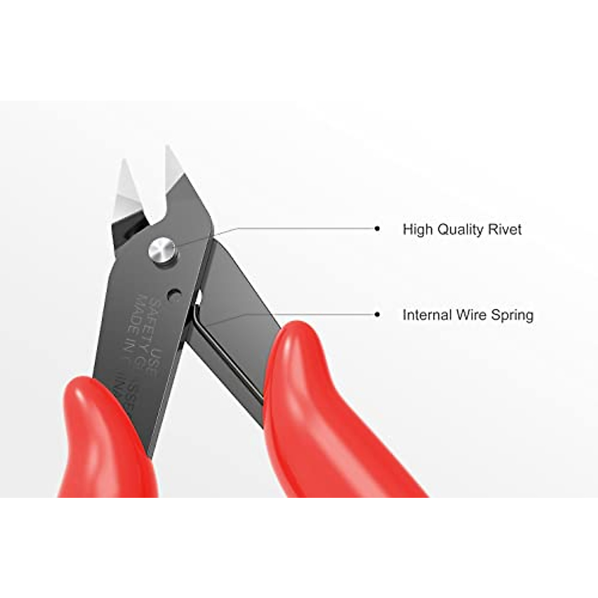 HongWay 5pcs Wire Cutters, Micro Flush Cutters with Spring, Wire Cutting Pliers, Wire Snips for Electronics Soft Copper Jewelry Making, 5-inches, Red