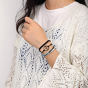 Starain Beach String Wave Bracelet for Women Handmade Waterproof Adjustable Boho Braided Rope Surfer Bracelets Set