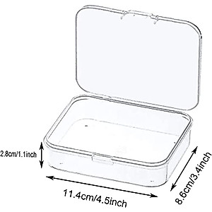 MFDSJ 6 Pcs Mini Plastic Storage Containers Box with Lid, 4.5x3.4 Inches Clear Rectangle Box for Collecting Small Items, Beads, Game Pieces, Business Cards, Crafts Accessories