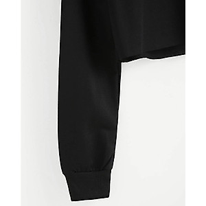 EAST KNITTING Sorry I'm Not Listening Print Girls Crop Tops Teens Crewneck Long Sleeve T-Shirts(Black,150)