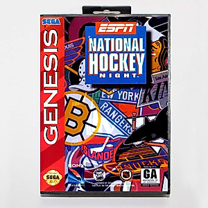 The Crowd Tradensen 16 Bit Sega Md Game Cartridge with Retail Box - ESPN National Hockey Night Game Card for Megadrive Genesis System