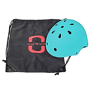 OUWOR Youth Skateboard Bike Helmet for Boy and Girl, Lightweight Adjustable, Multi-Sport for Bicycle Skate Scooter (Aqua, Medium)