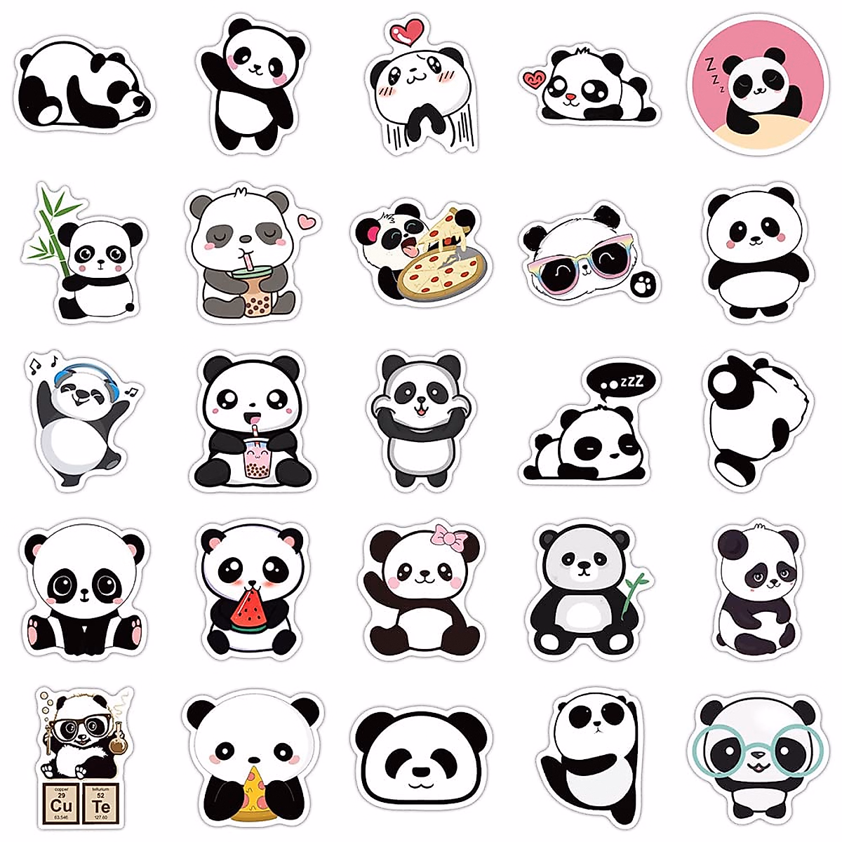 Panda Stickers |50 Pcs Panda Waterproof Vinyl Decals for Water Bottles Laptop Luggage Cup Computer Mobile Phone Skateboard Guitar Helmet Snowboard Décor