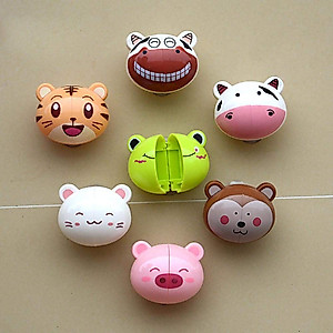ST4U 5pcs Cute Cartoon Toothbrush Holder Head Toothbrush Grip Kids Animal Shaped Toothbrush Cover Manual Toothbrushes Sets Cartoon Suckerï¼ˆrandom Style