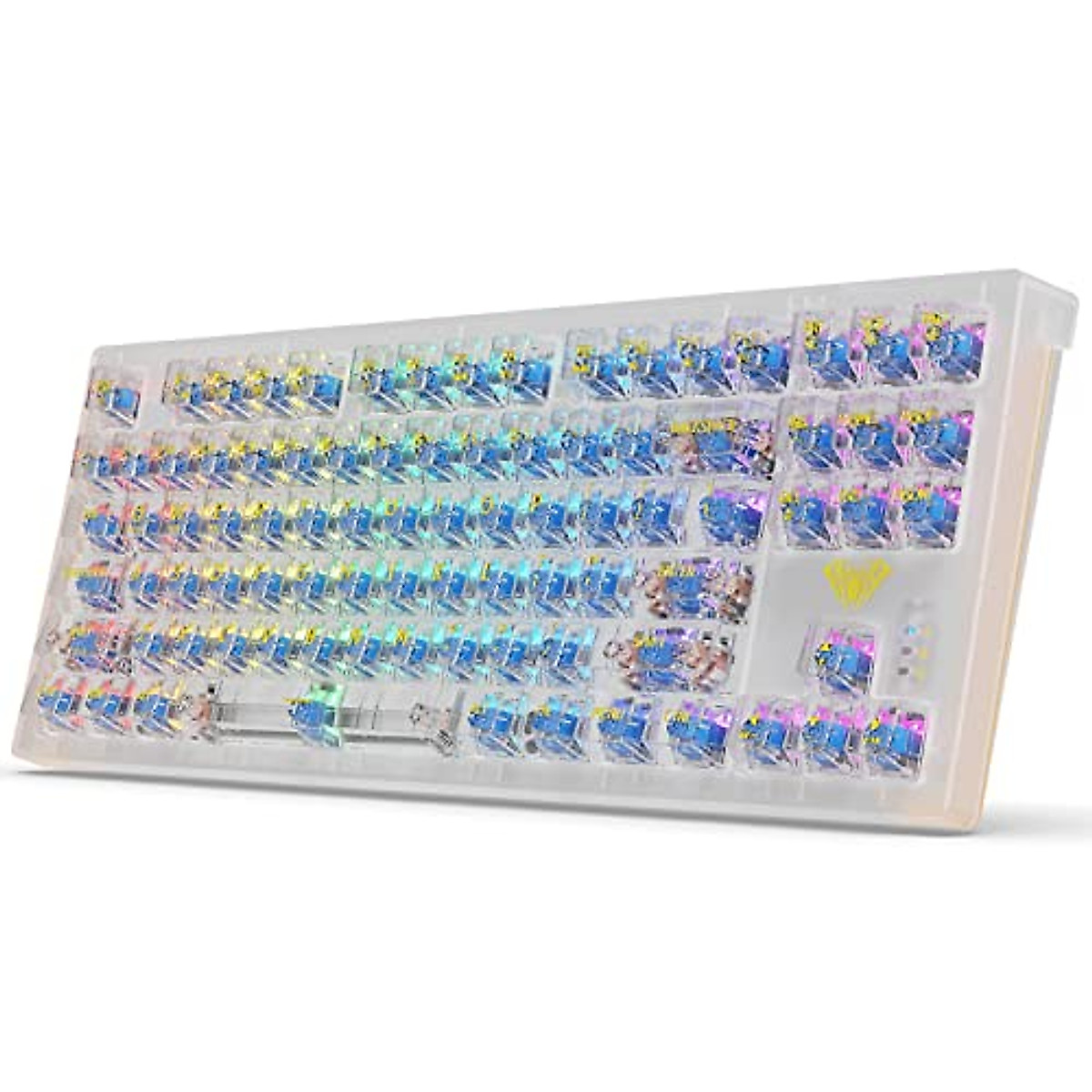 AULA Wireless Mechanical Keyboard, 3 in 1 Hot Swappable RGB Mechanical Gaming Keyboard with Transparent keycaps, 17 RGB Modes and 19 Side Light Modes, 87 Keys Anti-ghosting for Windows Mac PC Gamers