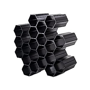 WineHive Bundle - 2 Items Cell Modern Modular Wine Storage System - 20 Cell with Wall Mount Hardware Kit - Black