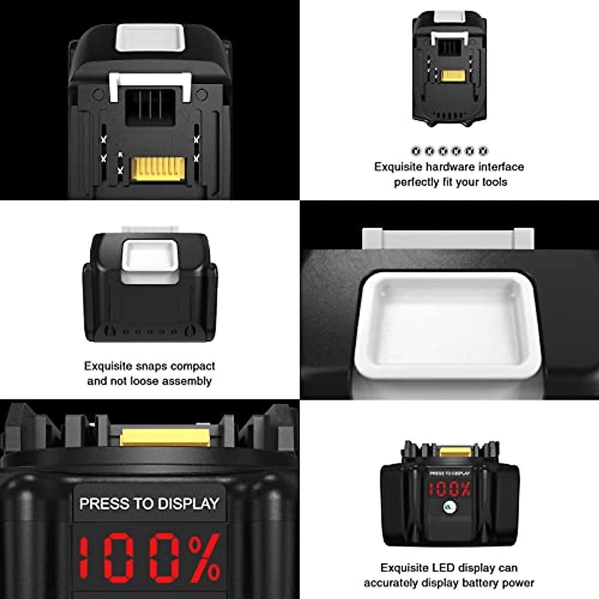 DKSIDKN 2Pack 18V 6.0Ah BL1860 Lithium-Ion Replacement Battery Compatible with Makita BL1830B BL1860B BL1840B BL1815 LXT-400 18Volt Cordless Tools with LED Indicator