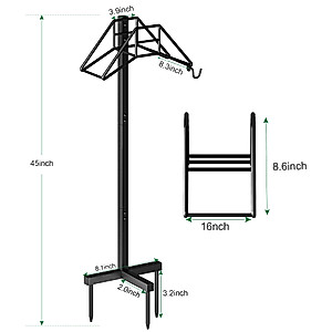 Surprizo Heavy Duty Metal Hose Storage Rack, Black, Sturdy & Waterproof, Freestanding, 45" Total Height, Easy to Install and Move