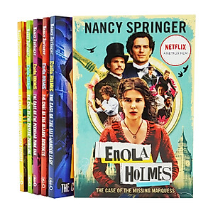 Enola Holmes Mystery Series 6 Books Collection Set Nancy Springer (The Case of the Missing Marquess, Left-Handed Lady, Bizarre Bouquets, Peculiar Pink Fan, Cryptic Crinoline, Gypsy Goodbye)