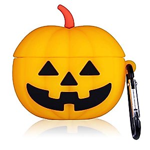 Jowhep Case for AirPod Pro 2019/Pro 2 Gen 2022 Cartoon Cute Silicone Cover with Keychain Funny Food Shockproof Soft Protective Skin for Air Pods Pro Girls Kids Shell Fun Cases for AirPods Pro Pumpkin