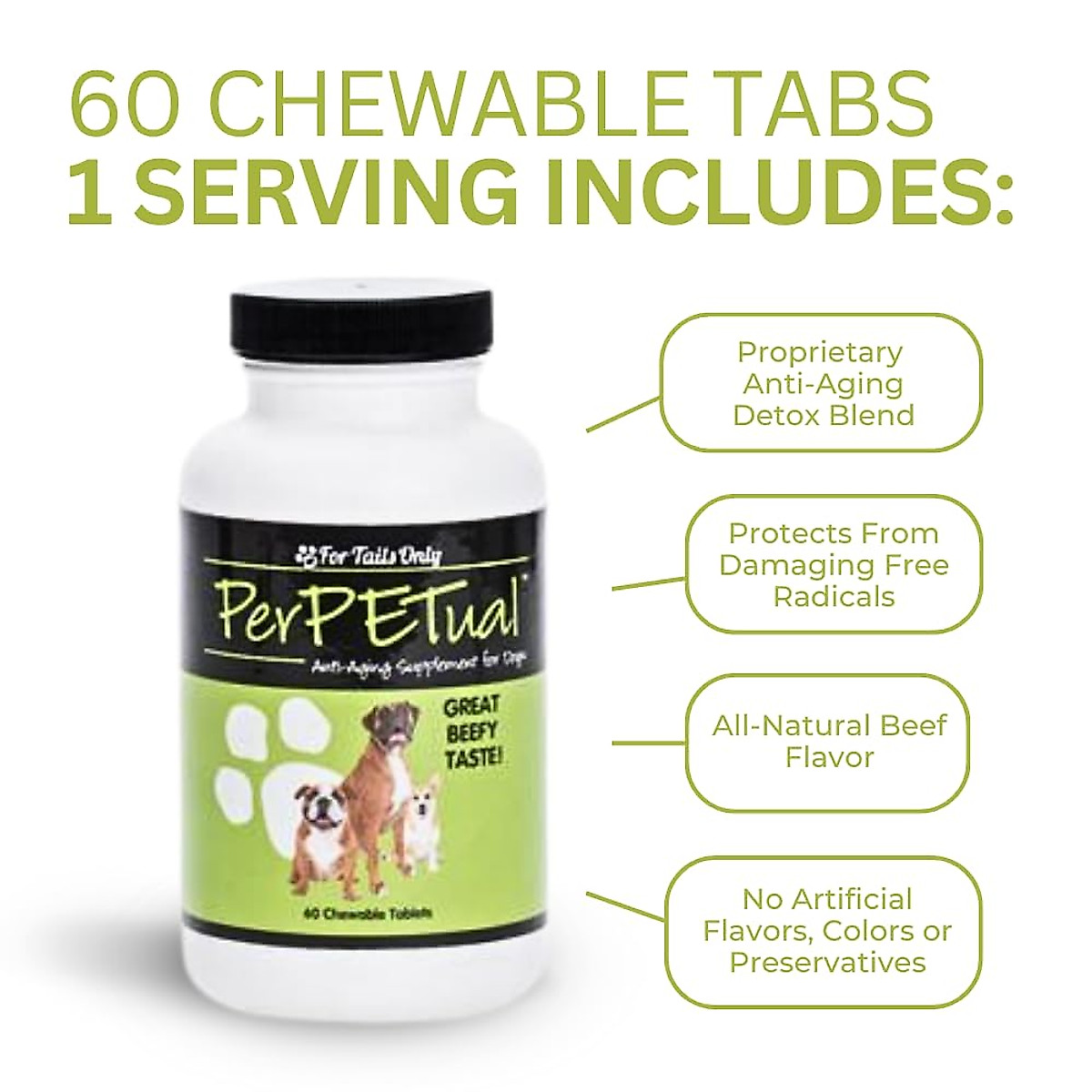Youngevity Perpetual™ - Maximum Strength Anti-Aging Dog Bone & Joint Support - with Glucosamine, Choline, MSM, Milk Thistle, Calcium, Turmeric & More - 60 Chewable Tablets