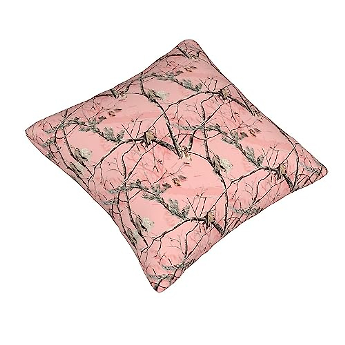 WURTON Pink Leaves Camo Print Throw Pillow Covers, Soft Square Cushion Case,for Sofa, Couch,Bed Chair-18 X 18 Inch