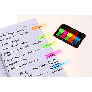 Mini Skater 2 Sheets Cute Neon Index Tabs Label Memo Paper Sticky Note for Page Marker, 5 Colors, 200PCS
