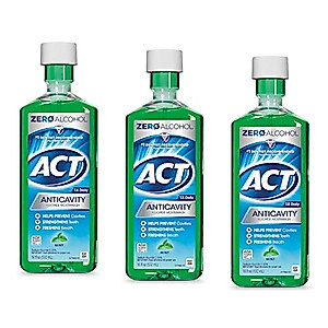 ACT Anticavity Fluoride Mouthwash, Mint, Alcohol Free, 18-Ounce Bottle (Pack of 3)