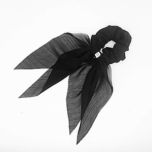 DINPREY Scarf Hair Ties for Women Girls, 8 Pcs Double Layer Bow Scrunchies for Hair Cute Bunny Ear Bow Scrunchies with Assorted Colors