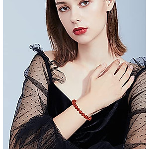 FINZOR 15 Pcs 8mm Healing Stone Beaded Bracelets for Women Men Semi-Precious Gemstones Bracelets Crystal Beaded Bracelet Unisex Adjustable Stretch Bracelets