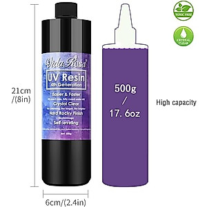 VidaRosa 500g UV Resin,Clear Hard Fastest Curing Epoxy Resin, Zero Yellowing Superb Transparency, Ultraviolet Solar Curing Resin Glue for Molds Jewelry Making Pendants Earrings Bracelets Crafts DIY