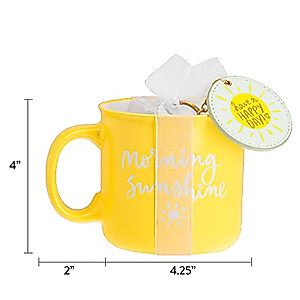 Eccolo Ceramic Coffee Mug and Keychain Charm, Large Tea Mug, Dishwasher/Microwave Safe - “Morning Sunshine”, Keychain and Stoneware Coffee Mug Set by Dayna Lee (Yellow, 19.6 oz)
