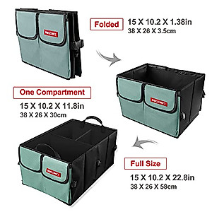 AWELCRAFT Trunk Organizer and Storage - Collapsible Multi-Compartment Car Trunk Organizer - Automotive Consoles & Organizers